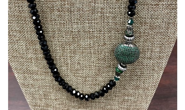 Large Black Crystal Statement Piece - Handcrafted