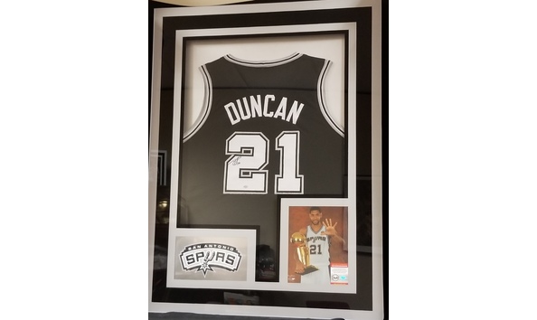 Custom Framed Tim Duncan Autographed & Certified Jersey
