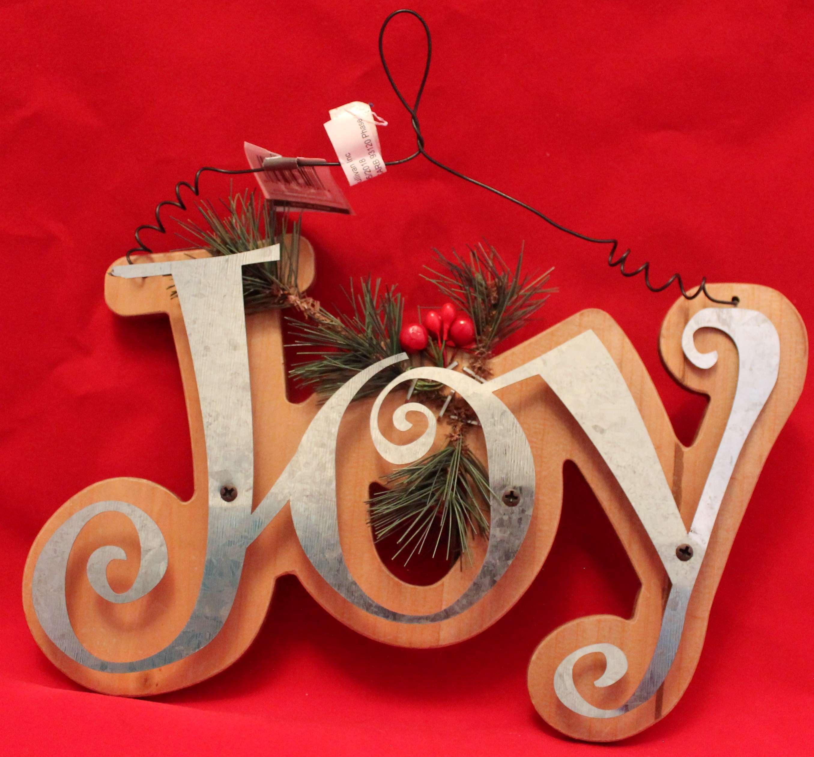 JOY Metal on Wood Wallhanging