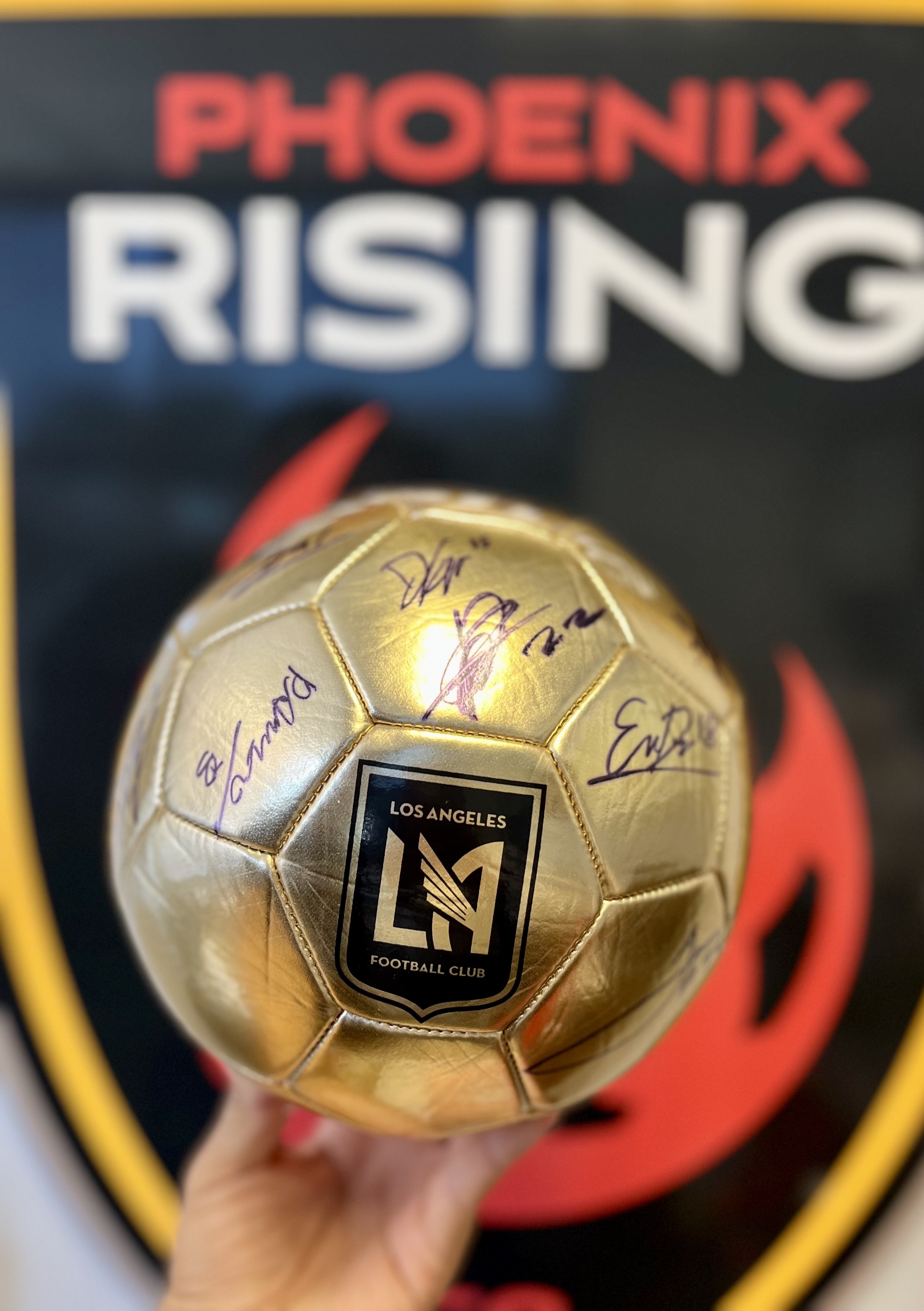 Gold Soccer Ball autographed by LAFC Team