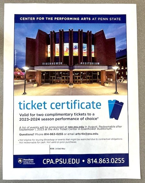 2 Tickets to a Performance at the Center for the Performing Arts
