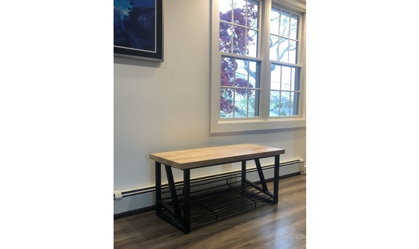 Butcher Block and Carbon Steel Hallway Bench