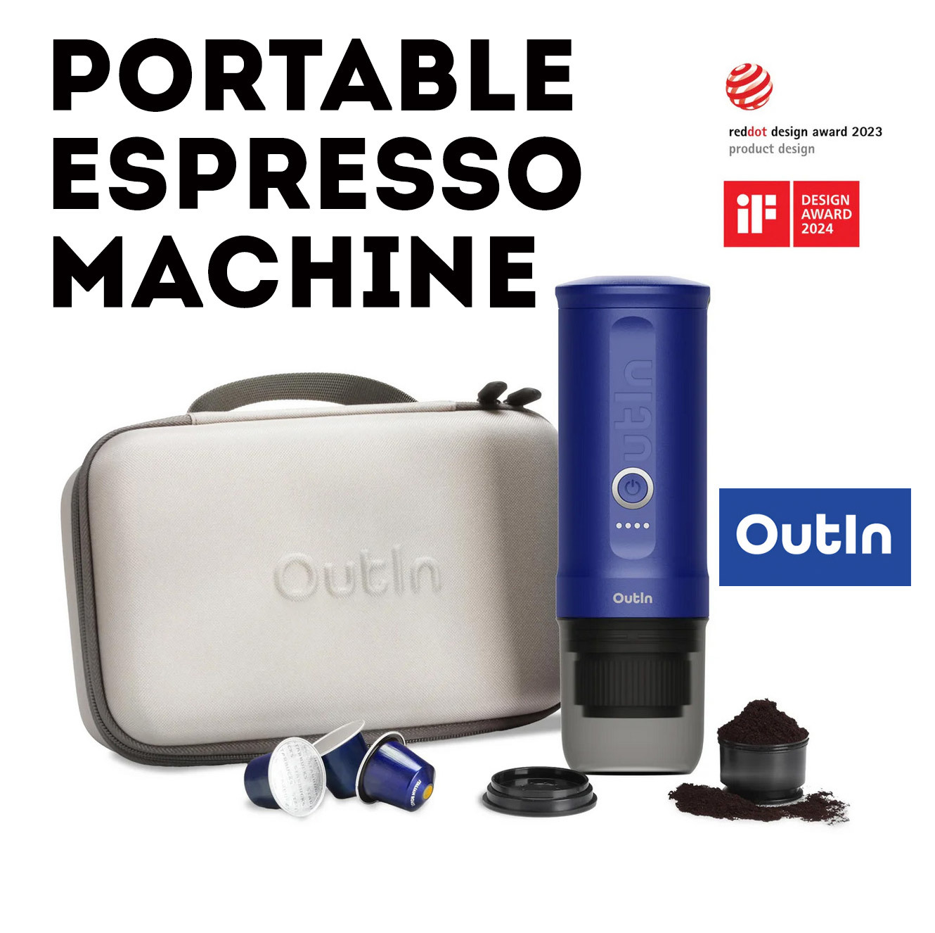Outin Nano Portable Espresso Machine Set (Ocean Blue Shark Angels ...