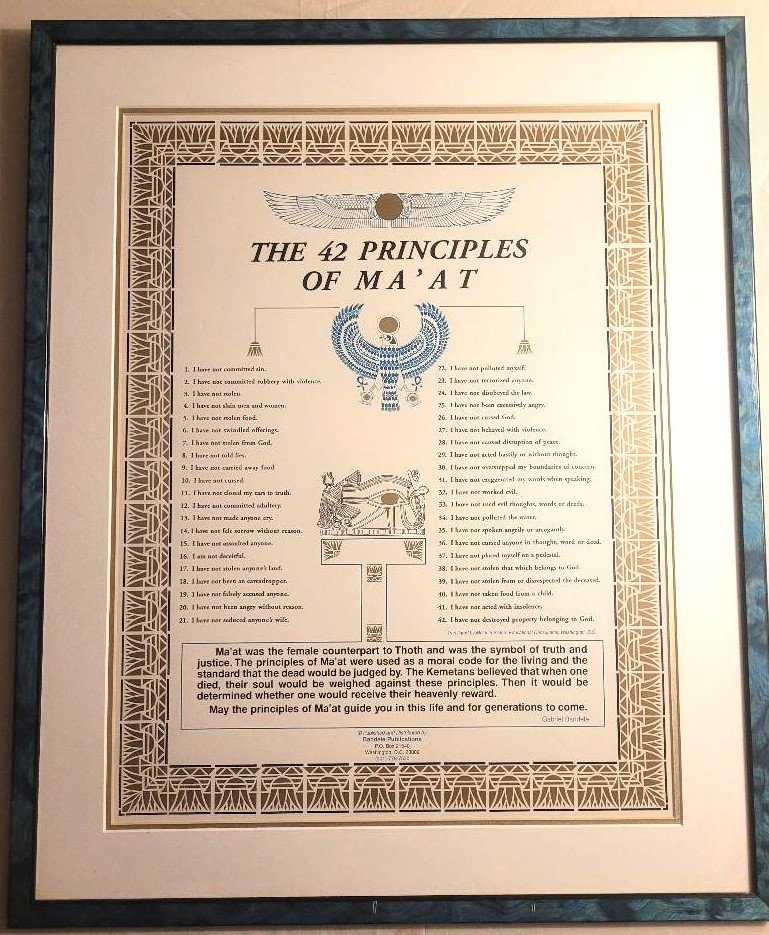 Framed Picture of the 42 Principles of MA'AT