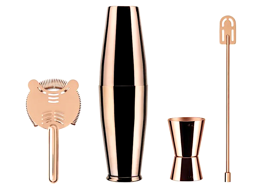 The Alessi Solar Eclipse Cocktail Mixing Set Finished in PVD Copper ...