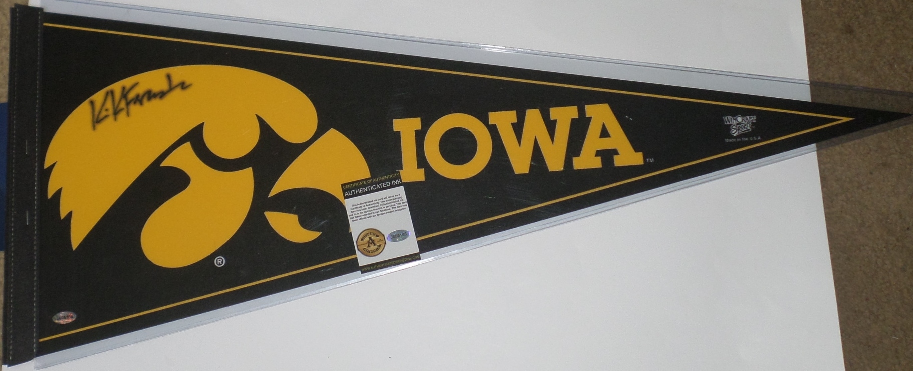 Kirk Ferentz Signed Iowa Hawkeyes Pennant