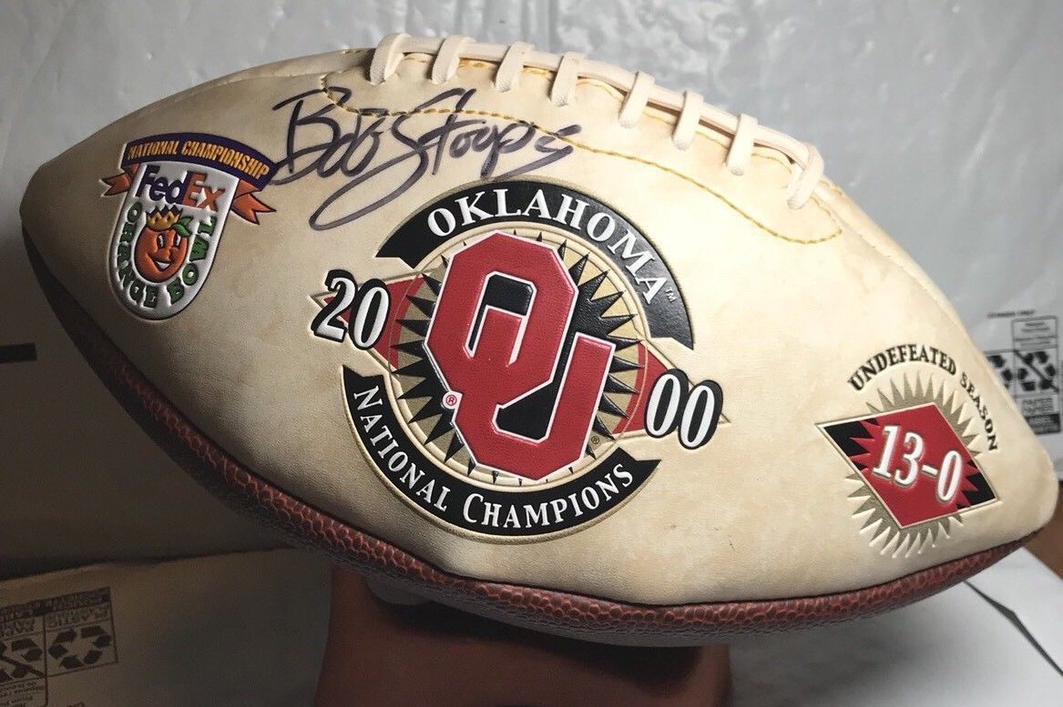 Bob Stoops Signed Orange Bowl & National Champs Football