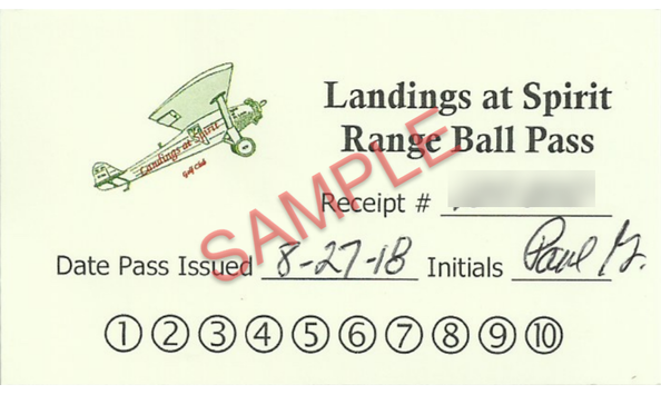 Spirit at Landings Driving Range Passes x 2