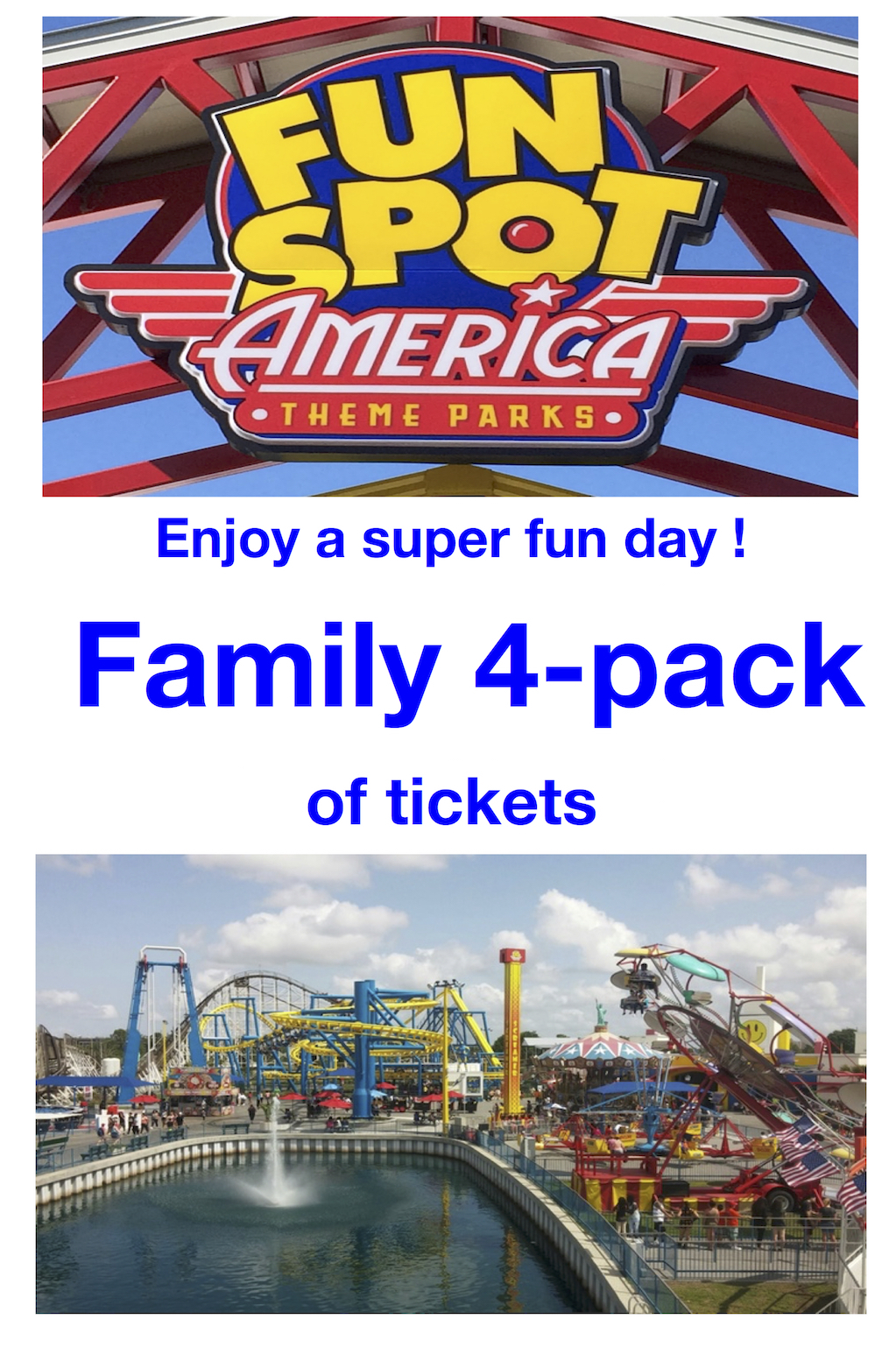 Fun Spot America Theme Park Family 4-pack
