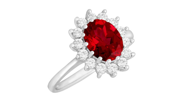 2 7/8 ct Ruby & White Sapphire Ring in 10K White Gold