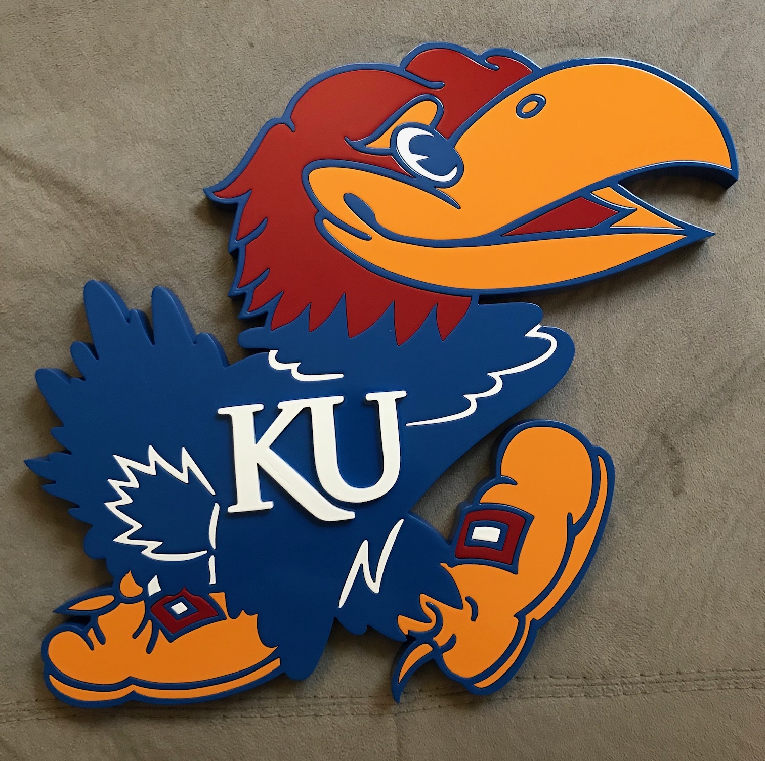 Handmade Wood KU Jayhawk Sign
