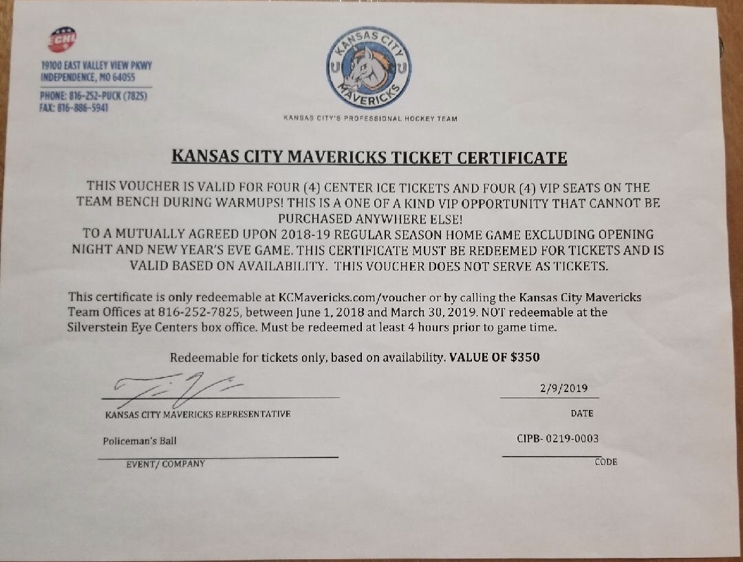 4 Player Bench Warm up Tickets, 4 Center Ice Game Tickets and 4 KC ...