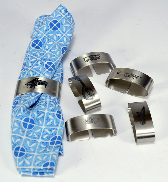 Unique Set of Six Handmade Musical Themed Napkin Rings – Brass and ...