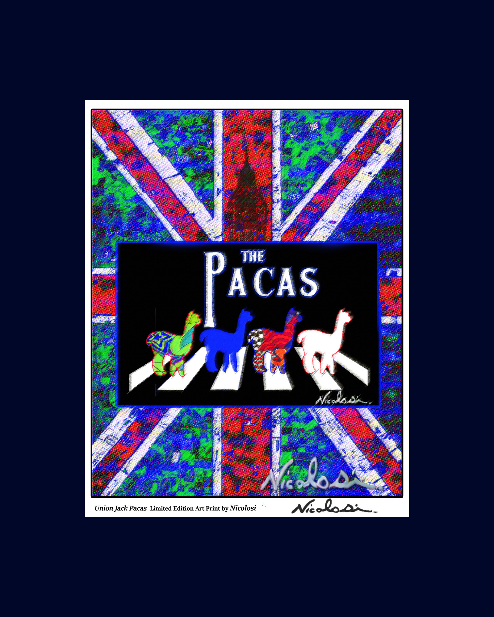 "Union Jack Alpaca" Autographed Limited Edition Art Print by Nicolosi.
