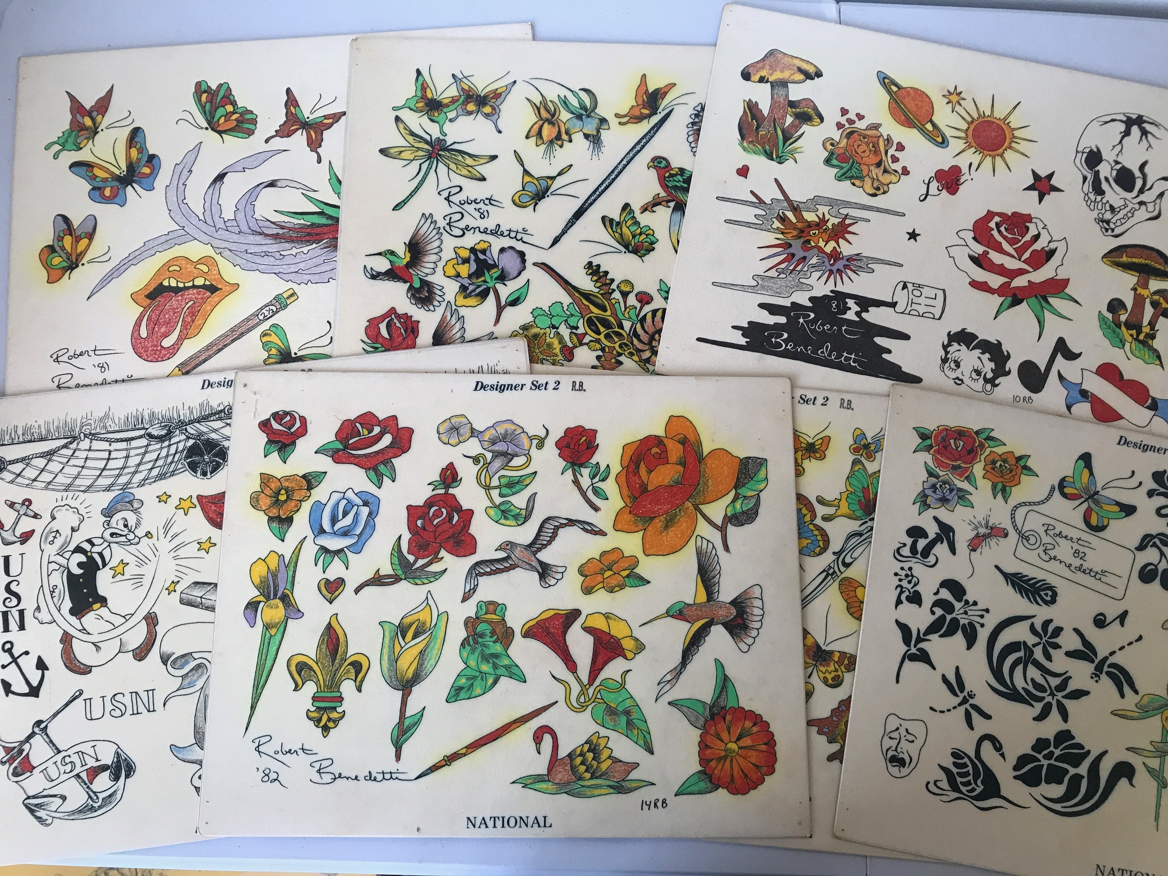 Set A.- Robert Benedetti Prod. Sheets, q. 7, hand colored by unknown