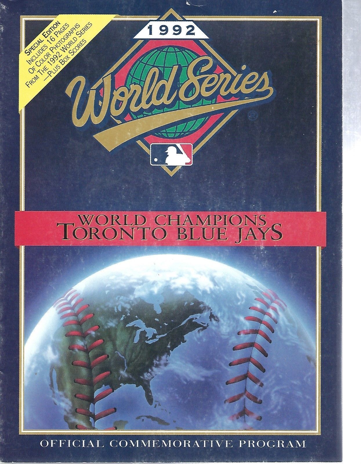 1992 World Series Baseball Program Atlanta Braves v Toronto Blue Jays