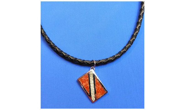 Dive Flag Jewelry Pendant with Dive Flag and Braided Leather Cord