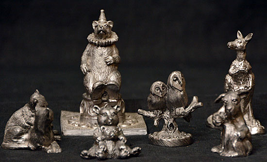 24 Michael Ricker pewter animal figurines