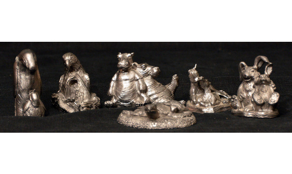 24 Michael Ricker pewter animal figurines