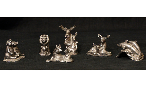 24 Michael Ricker pewter animal figurines