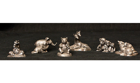 24 Michael Ricker pewter animal figurines