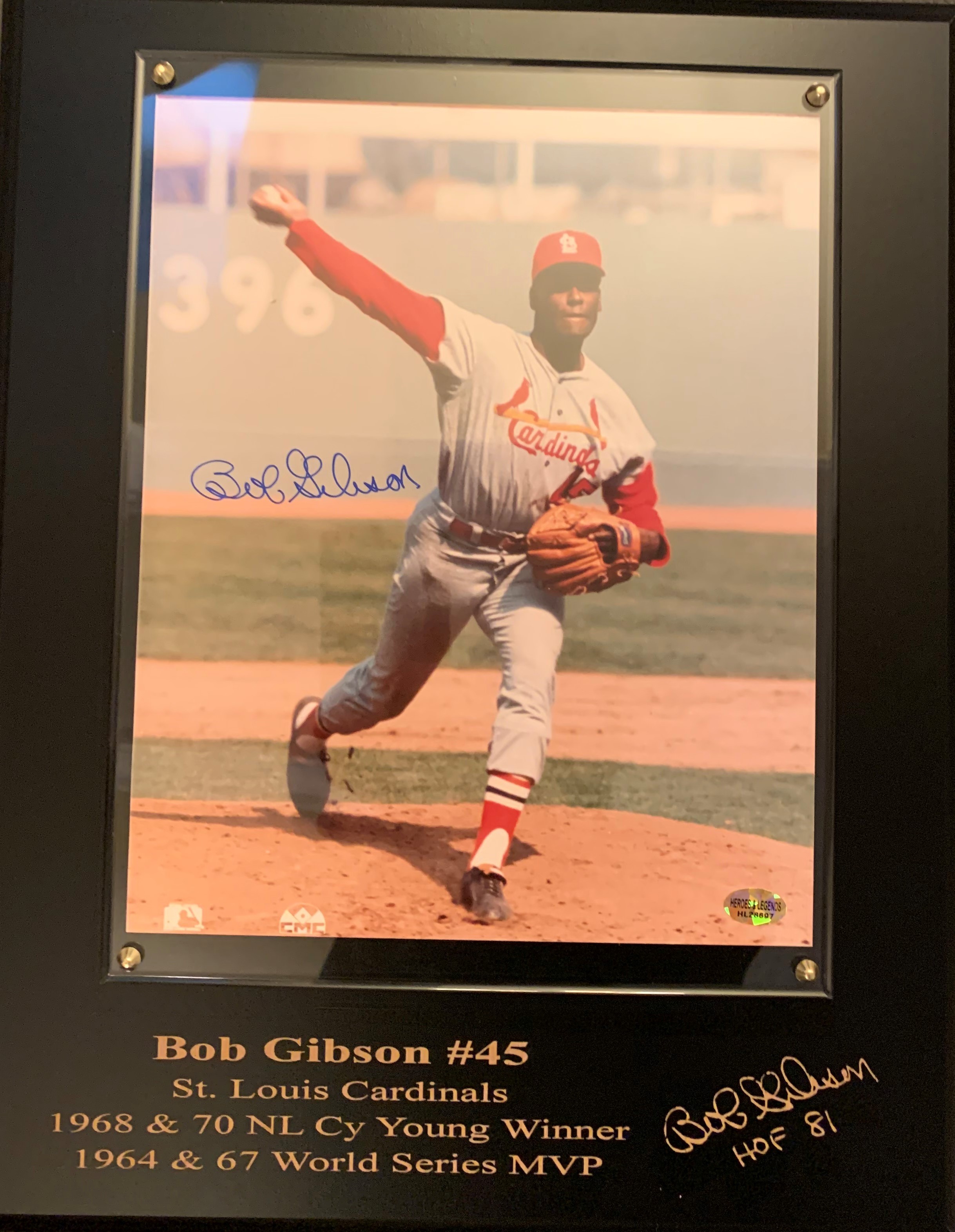 Bob Gibson Signed Plaque