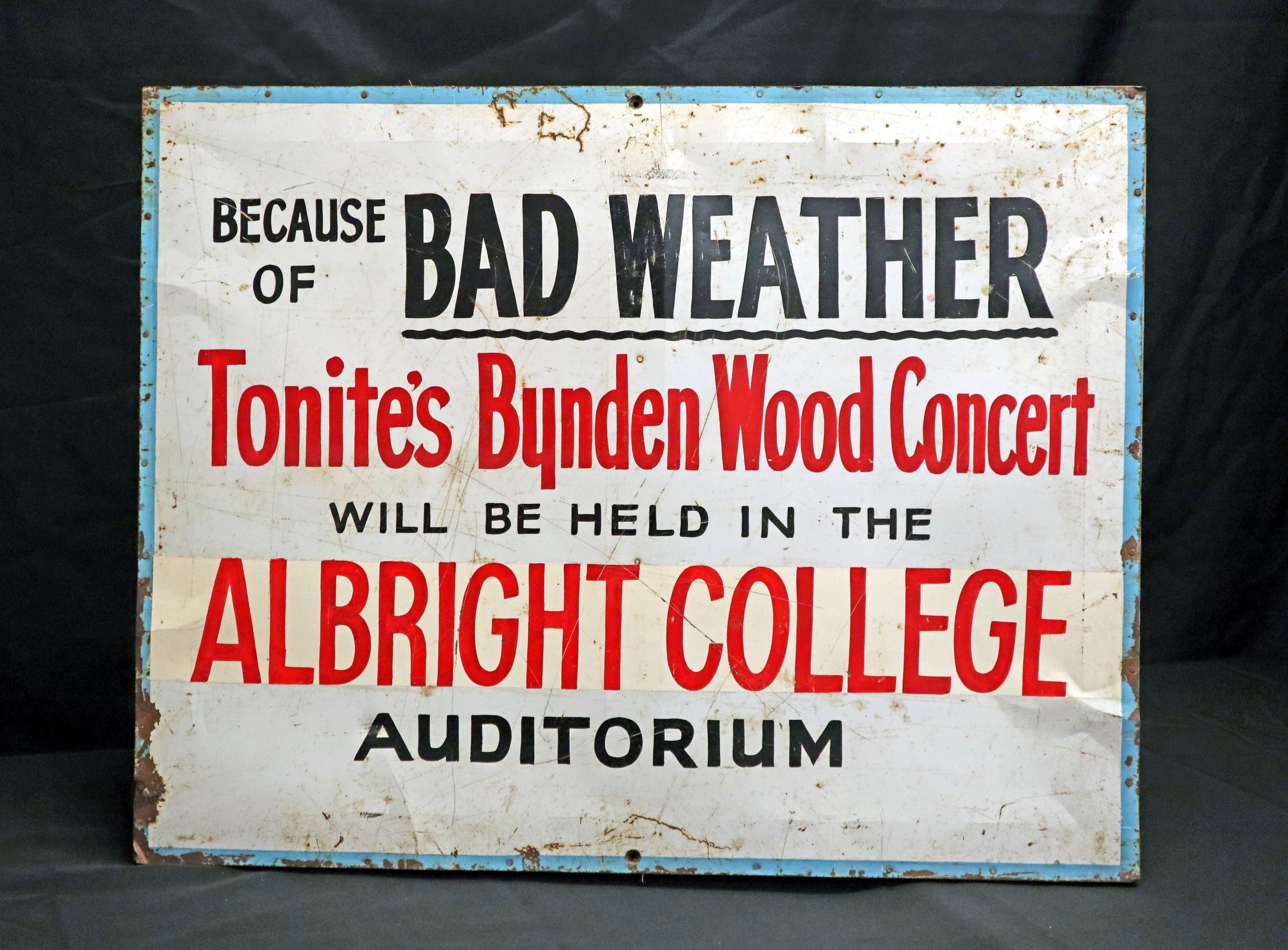 Vintage Bynden Wood Concert Sign