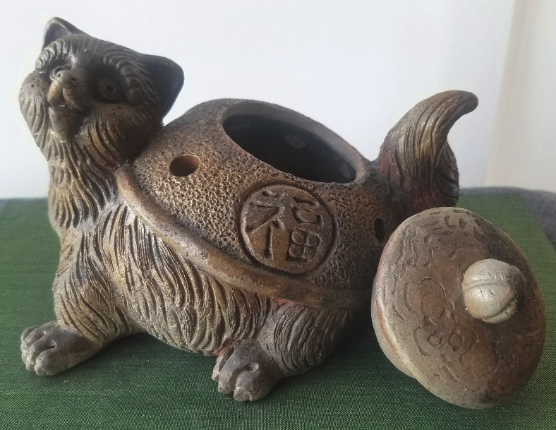 Tanuki (racoon dog) incense burner pot