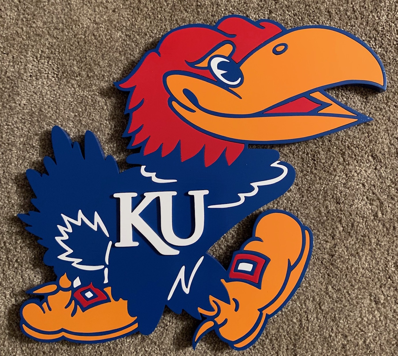 Kansas Jayhawk Handmade Wood Insignia