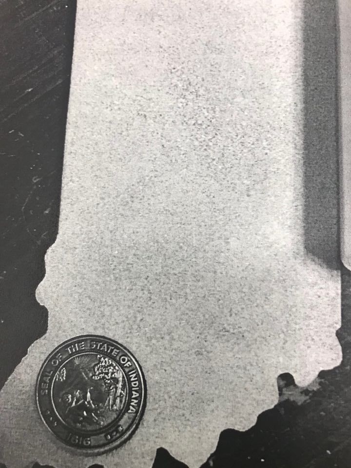 Indiana limestone carving of the state of Indiana