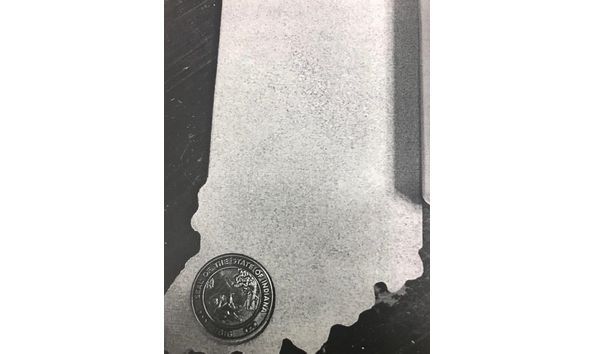 Indiana limestone carving of the state of Indiana