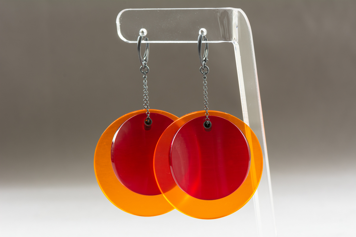Sarah Jane Hassler: Silver and Acrylic Earrings