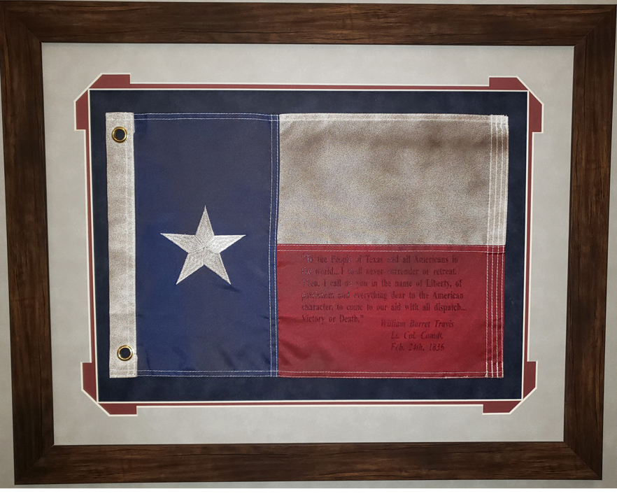 Lone Star Flag With William B. Travis Letter Framed Art
