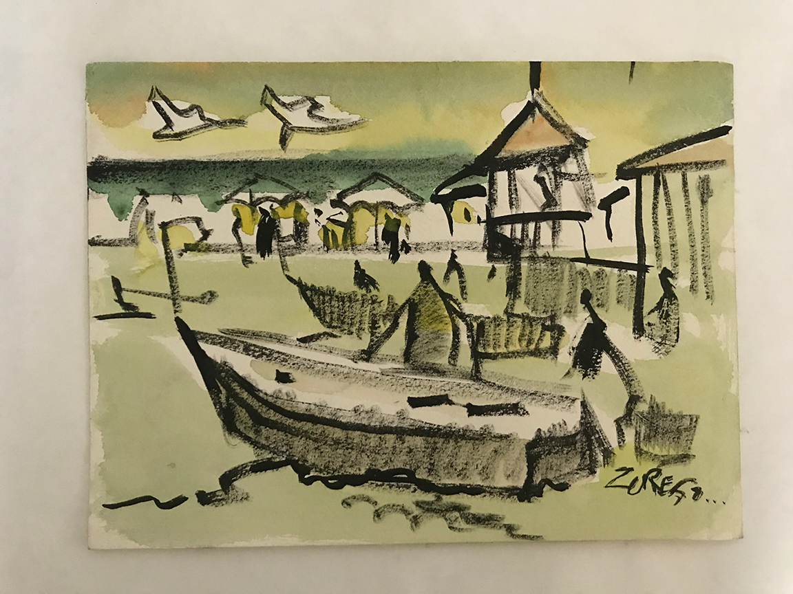 MILFORD ZORNES - Watercolor Painting - " At Newport" 1978