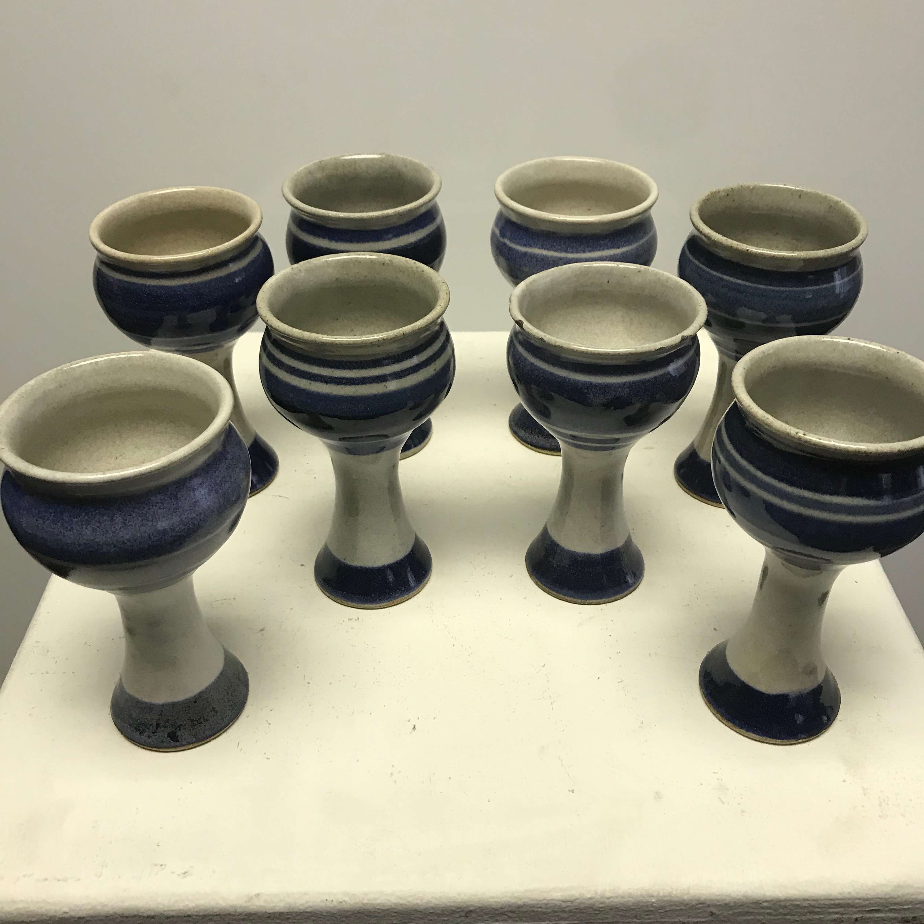 JOHN FASSBINDER - Set of 8 Goblets - Noted Ceramicist