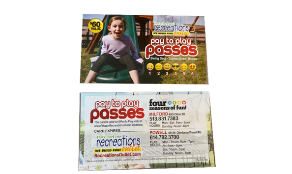 Recreation Outlet Pay to Play Passes - 6 visits