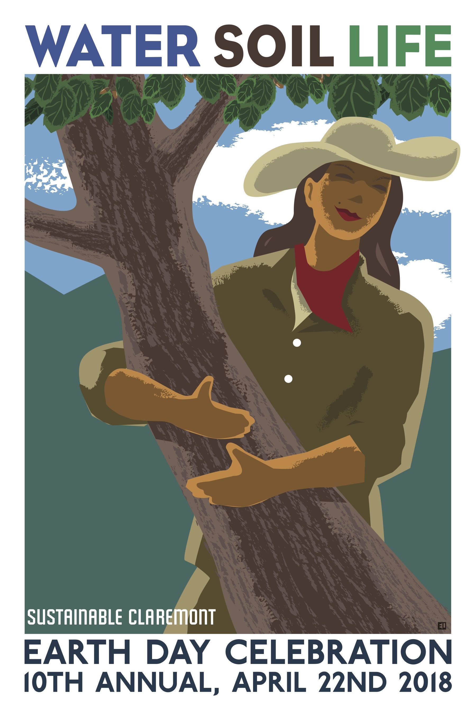 Earth Day Screenprint - "WATER SOIL LIFE" by Ed Lum