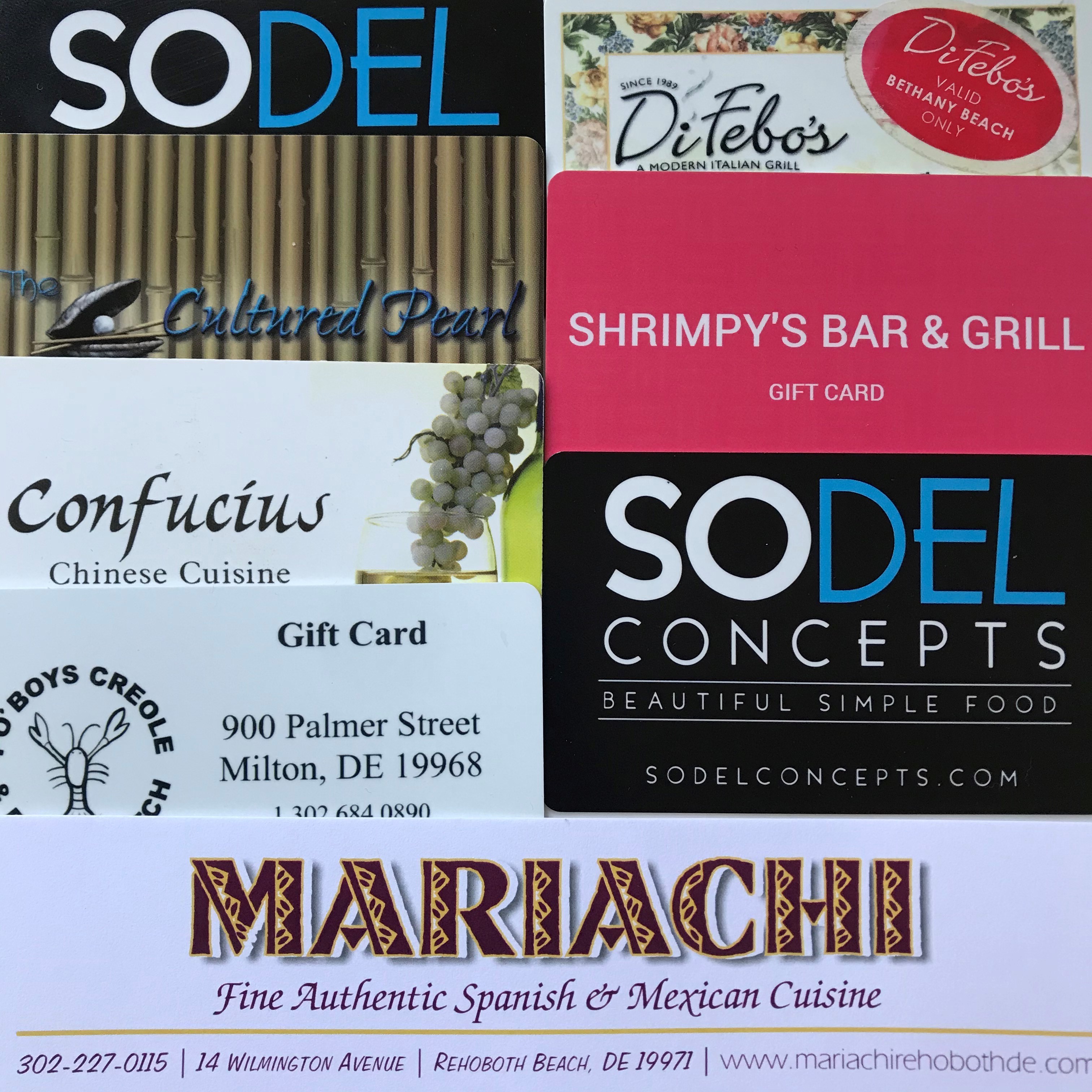 Gift Card Tree to Eight Local restaurants