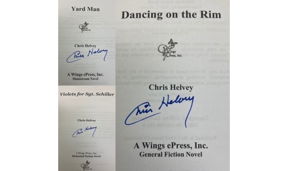 Trio of novels signed by author, Chris Helvey