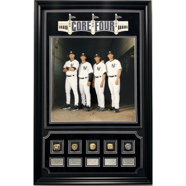 NY Yankees "Core Four" Framed World Series Rings Shadowbox