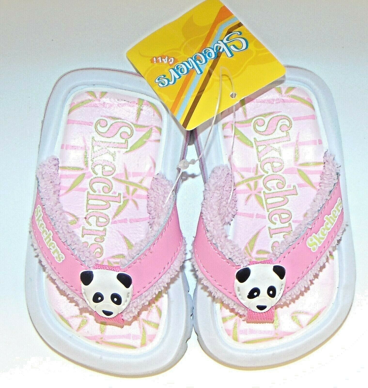 NEW Sketchers TODDLER GIRLS PINK Panda Thong SANDALS - SIZE 4