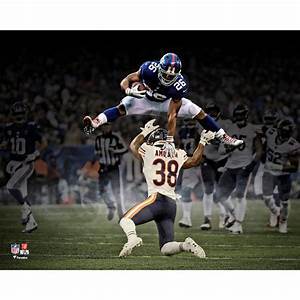 Saquon Barkley NY Giants autographed Leaping Defender Framed Photo