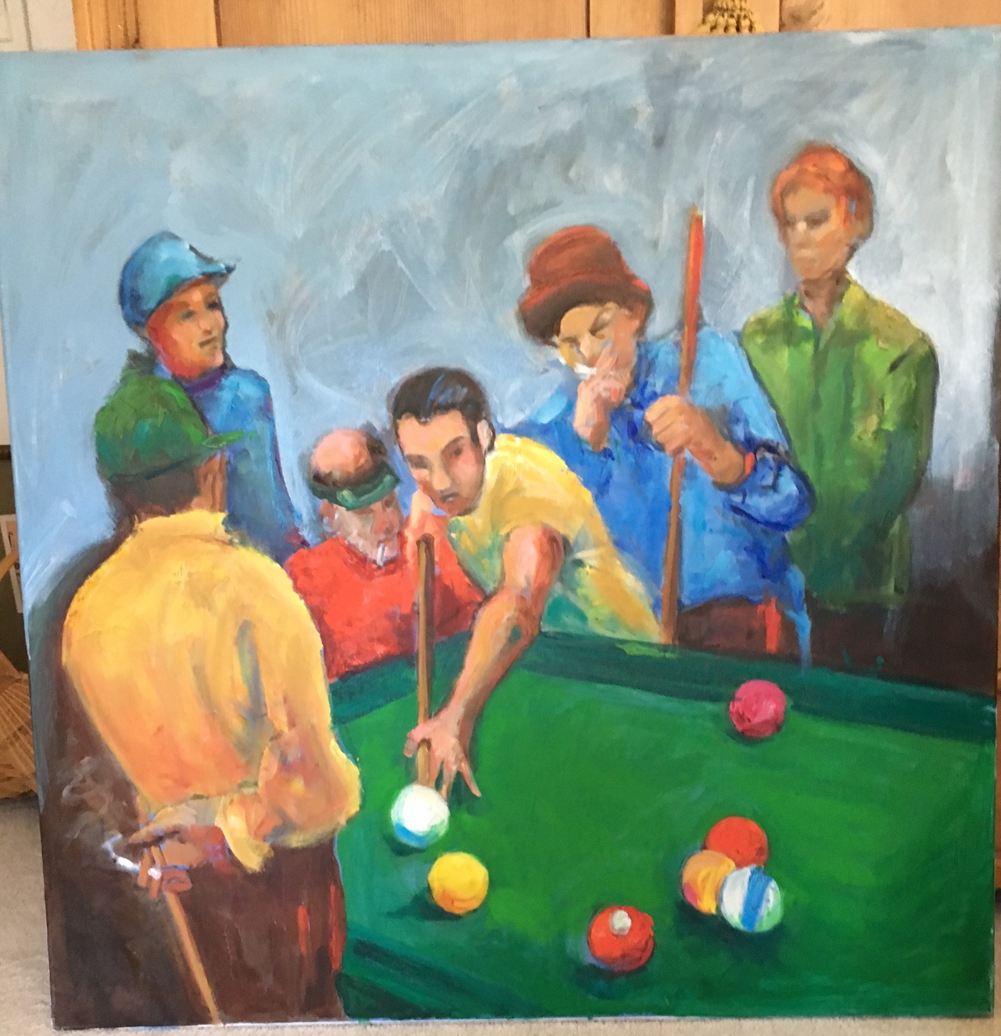 Pool Players Painting by Conchita Conigliano