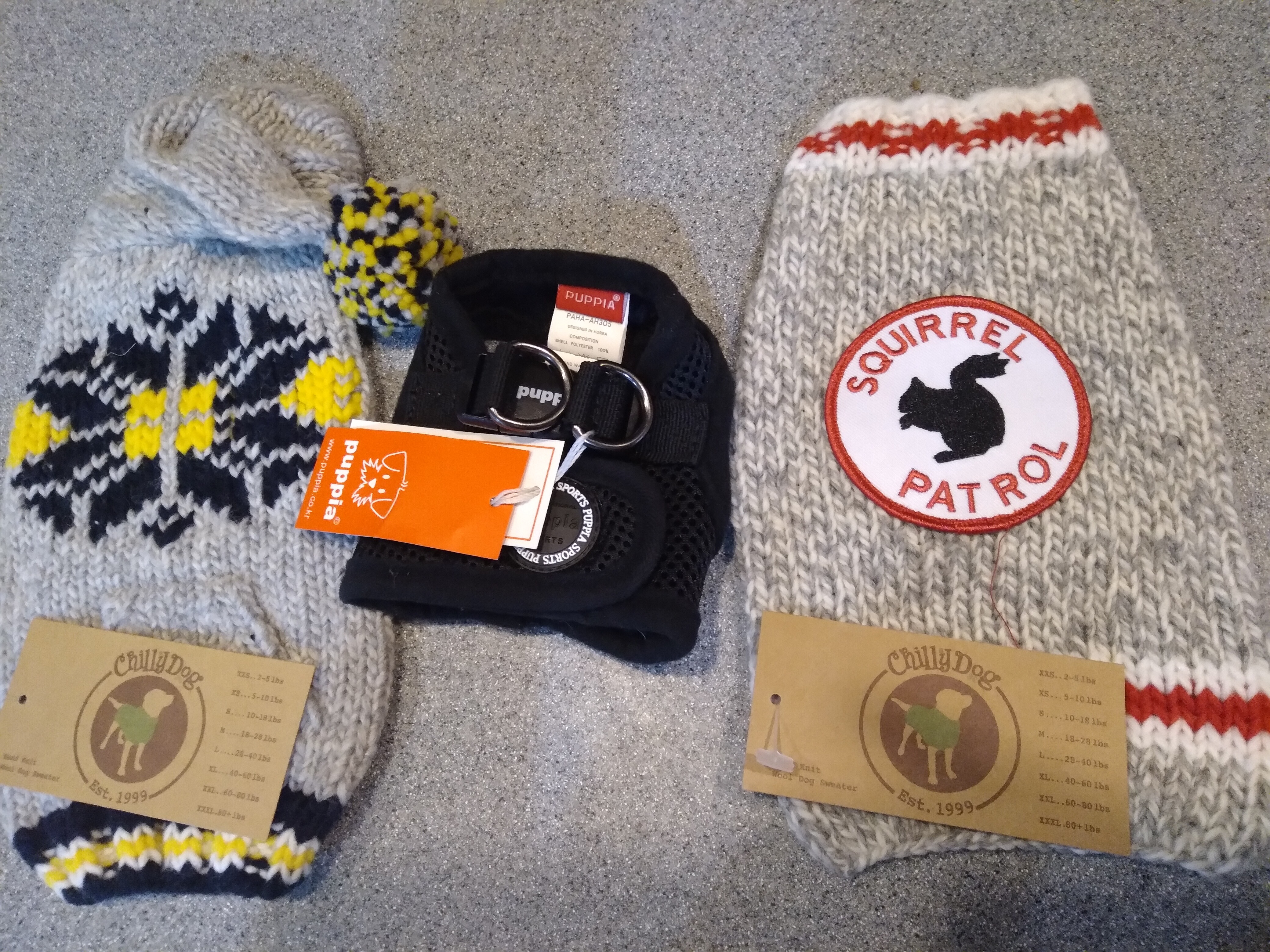 Chilly Dog Sweaters and Puppia Harness