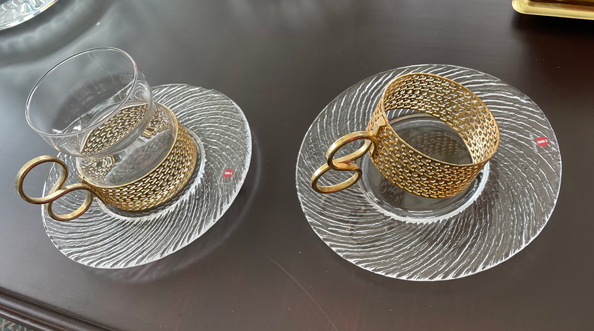 IITTALA Finland Finnish glassware crystal 2 plates and one (1) glass ...