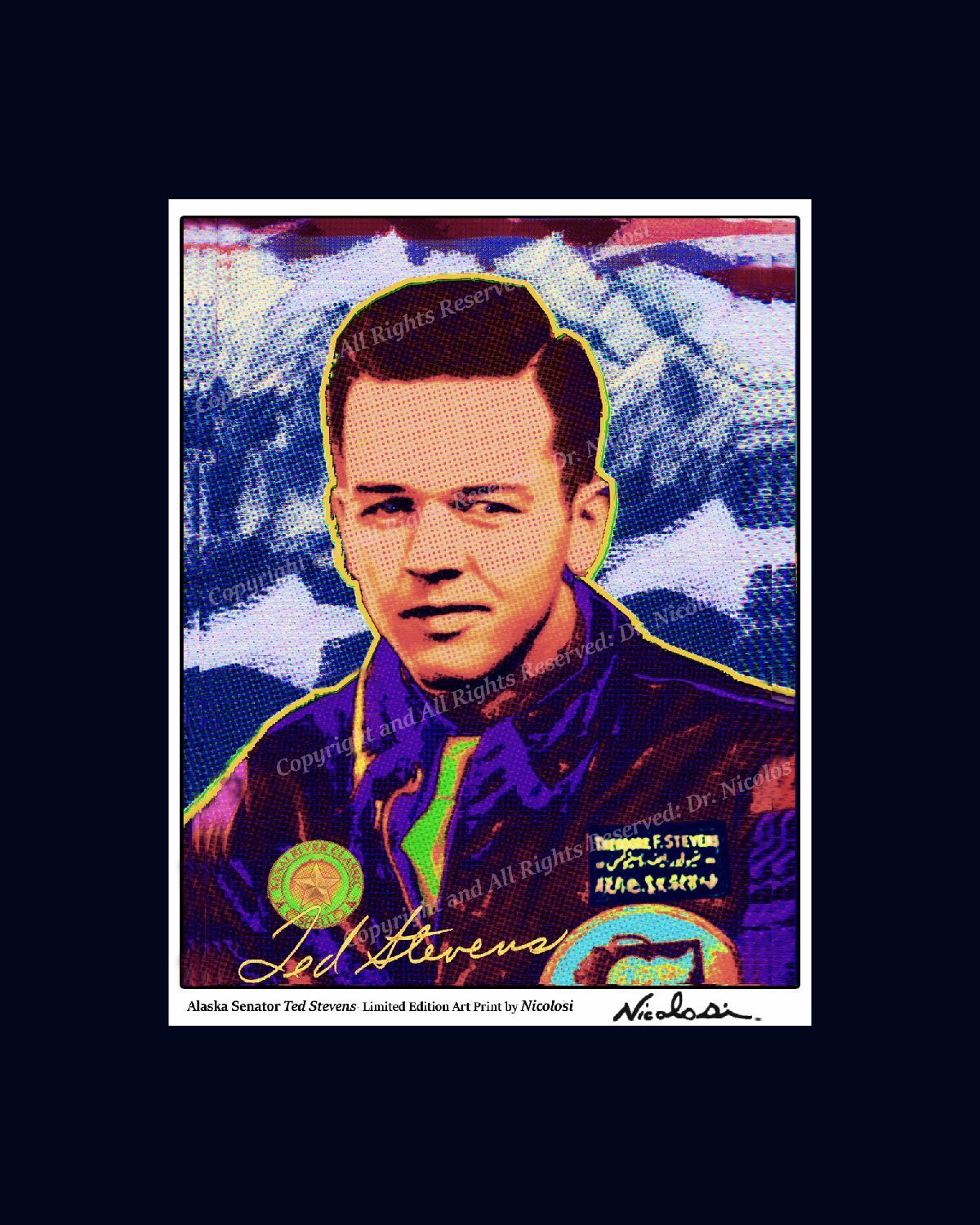 Alaska Senator Ted Stevens signed Liimited Edition Art Print by Nicolosi