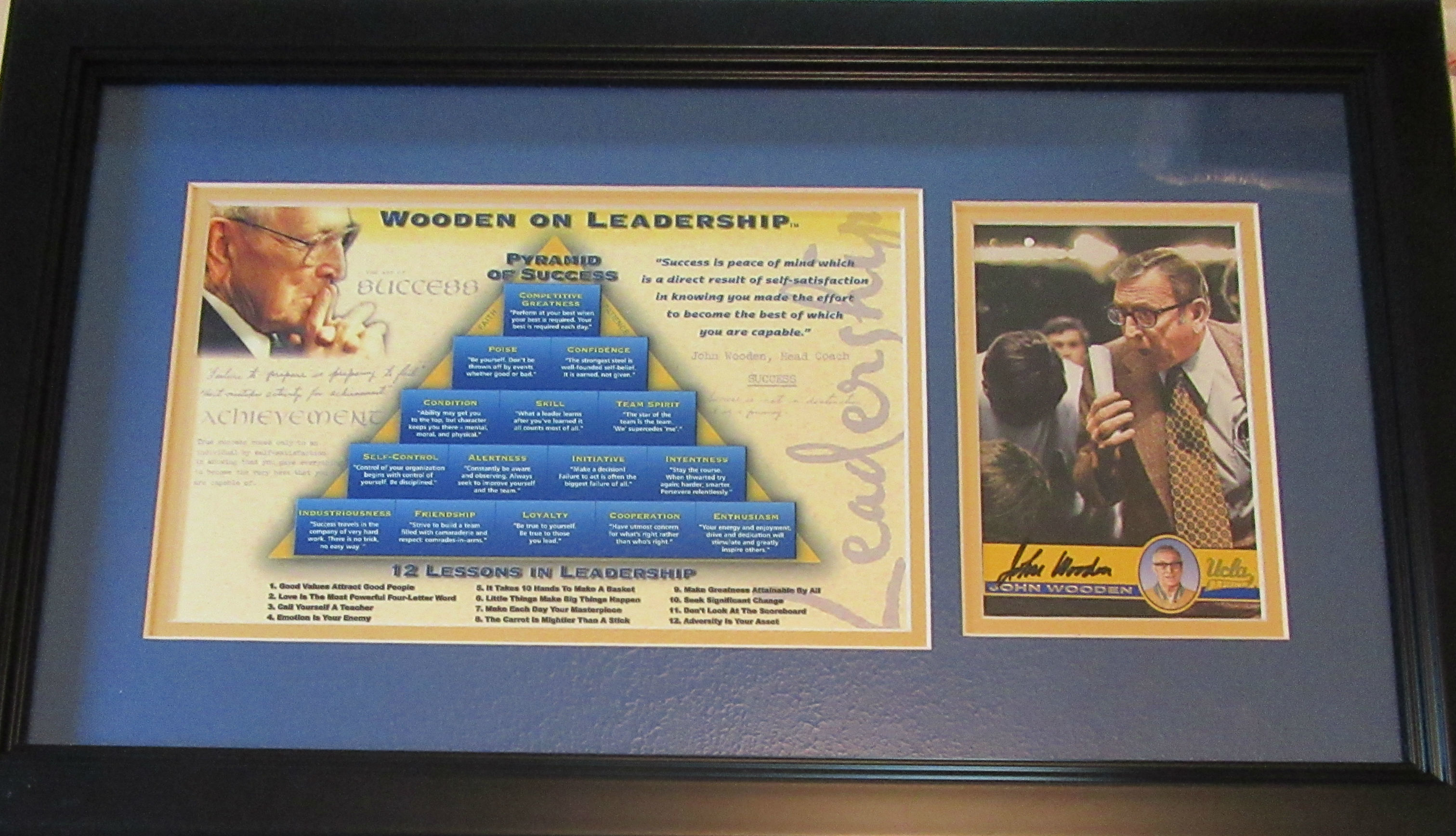 John Wooden Autographed UCLA Bruins Pyramid of Success Framed Collage