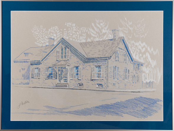 Franz P. Roggen stone house, Kingston Stockade, polychrome drawing by ...