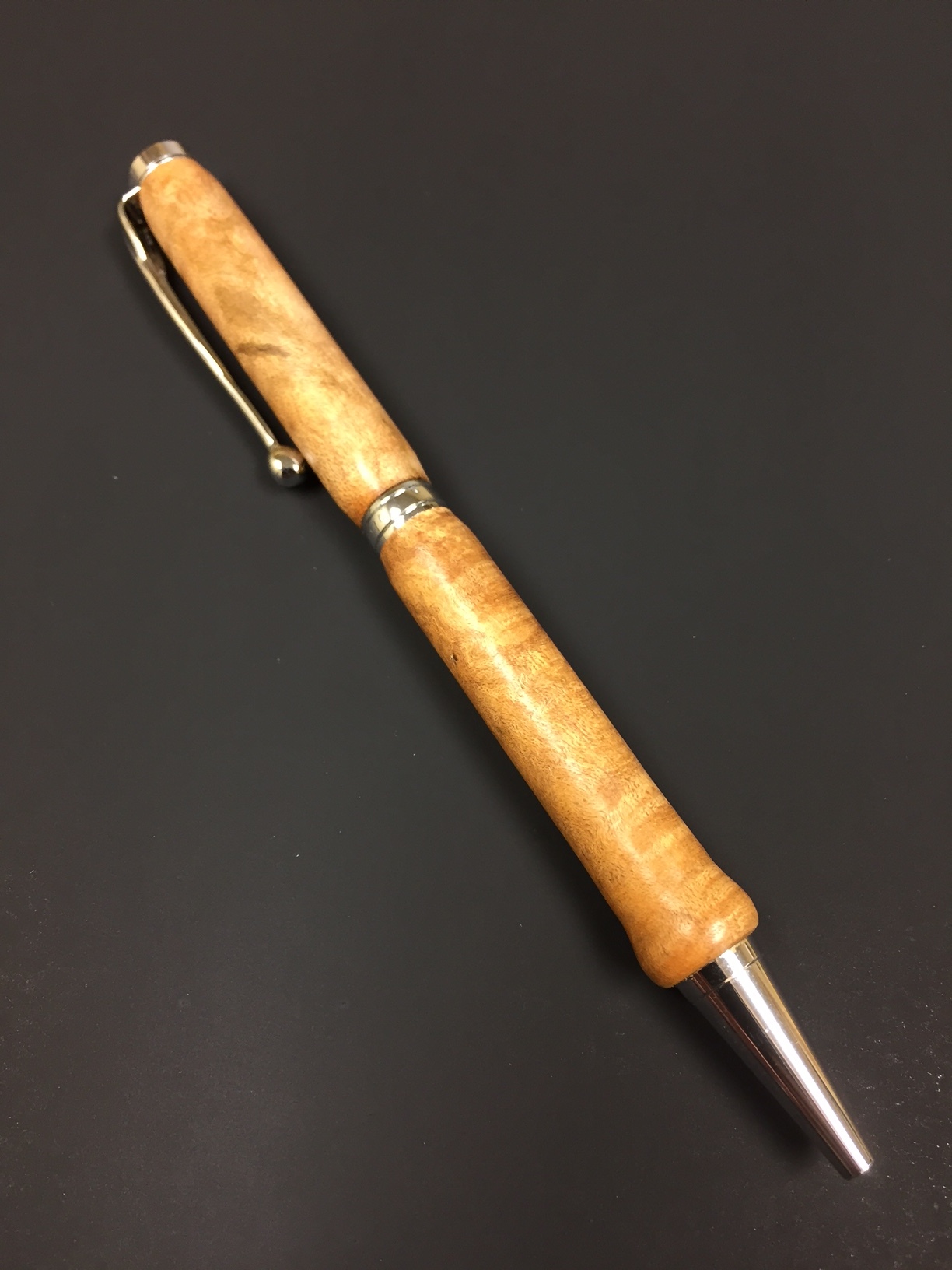 Handmade Canadian Natural Tiger Marked Maplewood Pen