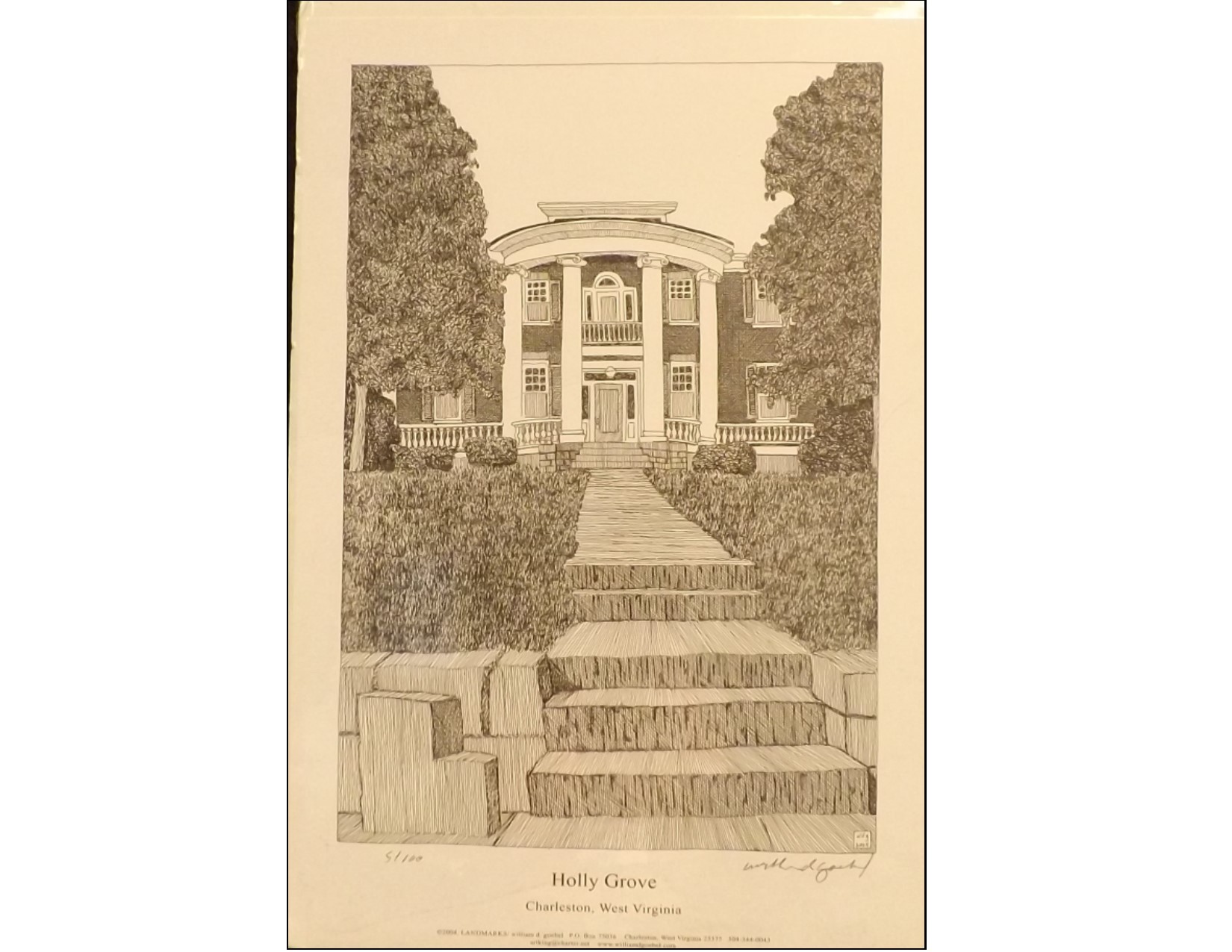 “Holly Grove” etching by Doug Goebel